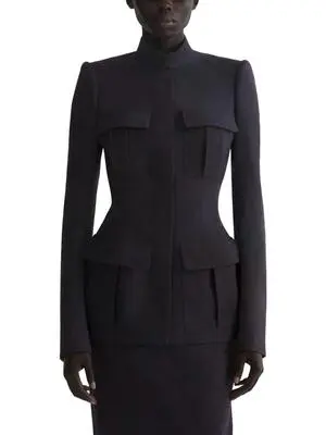 MUGLER High Neck Fitted Jacket - Purple