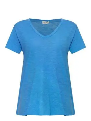 American Vintage Cotton V-neck T-shirt - Blue