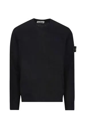 Stone Island Logo Patch Crewneck Sweatshirt - Blue