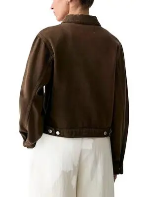 Marc O'polo Cropped Denim Jacket With Flap Pockets - Brown