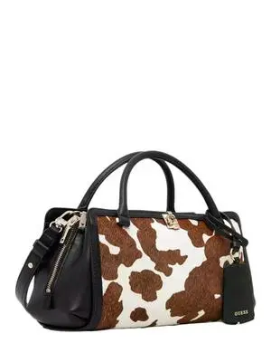 GUESS GUESS USA Cow-Print Logo-Plaque Shoulder Bag