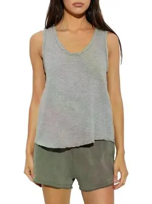 American Vintage Heather Cotton Marl Raw-finish Tank Top - Grey