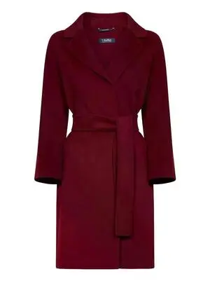 Max Mara Belted Wool Coat - Red