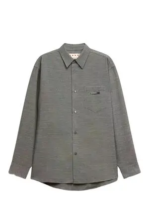 Marni Logo-patch Wool Shirt - Grey