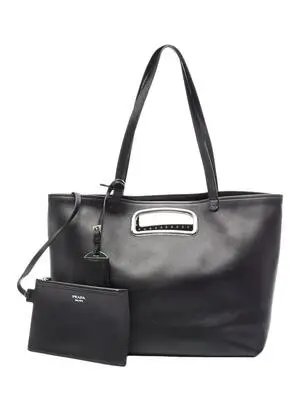 Prada Leather Satchel Tote Bag - Black
