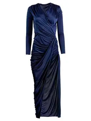 Atlein Ruched Long-sleeve Maxi Dress - Blue