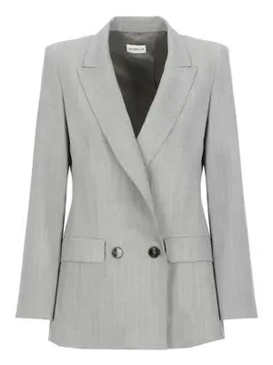 Marella Pinstripe Double-breasted Blazer - Grey