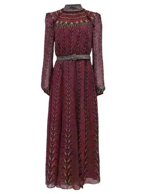 Saloni Jacqui Belted Dress - Red