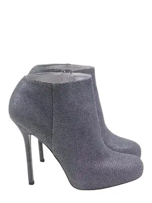 SERGIO ROSSI Shagreen-effect Ankle Boots - Grey