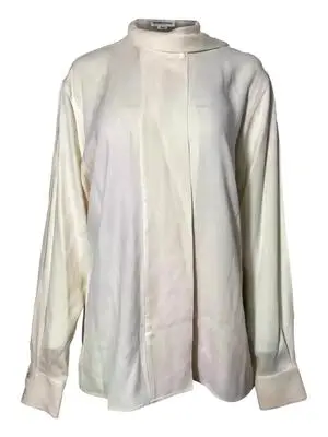 Victoria Beckham Scarf Neck Long Sleeve Blouse - Neutrals
