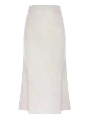 Herno Herno Ribbed-Knit Sequin-Embellished Flared Skirt Neutrals