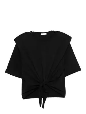 JIJIL Padded Shoulder Tie-fastening T-shirt - Neutrals