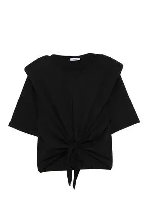 JIJIL Padded Shoulder Tie-fastening T-shirt - Neutrals