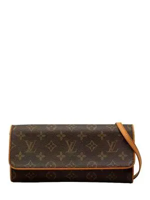 LOUIS VUITTON Monogram Pochette Twin Gm Crossbody Bag - Brown