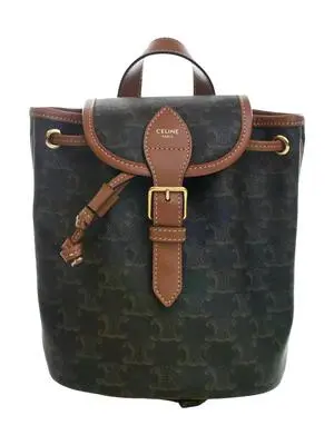 Celine Mini Triomphe Coated Canvas Folco Backpack - Brown