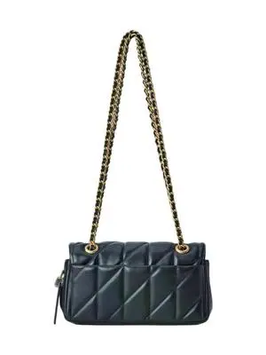 COACH Quilted Leather Shoulder Bag With Chain Strap - Black