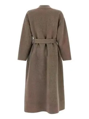 Co Belted Wool Robe - Brown