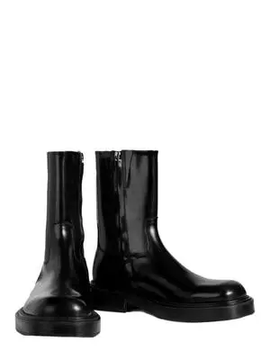 FERRAGAMO Leather Block-heel Boots - Black