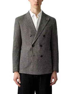 JOOP! Herringbone Double-breasted Blazer - Grey