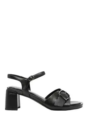 LINDA BAUMANN Buckle-detail Block-heel Sandals - Black