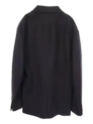 Hermès Calf Leather-patch Cashmere Jacket - Black