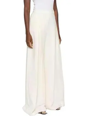 NISSA Cream Pleated Palazzo Pants - Neutrals