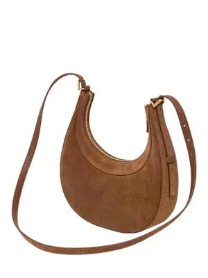 COCCINELLE Mini Whisper Suede Crescent Shoulder Bag - Brown