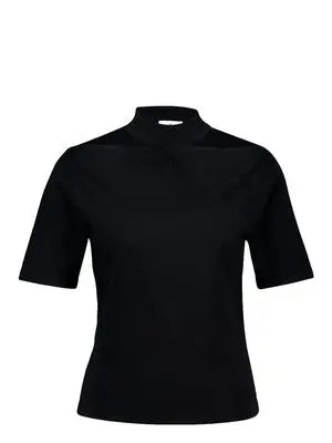 COURREGES Cut-out Merino Wool High Neck T-shirt - Black