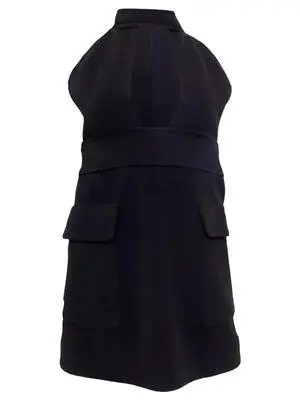 Saint Laurent Wool Cut-out Turtleneck Mini Dress - Black