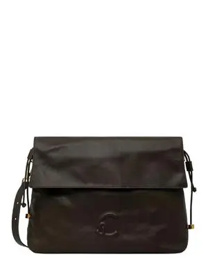 COCCINELLE Embossed-logo Foldover Shoulder Bag - Brown