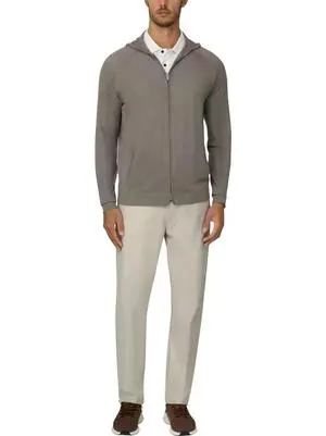 Boggi Milano Superfine Merino Wool Full-zip Hoodie - Grey