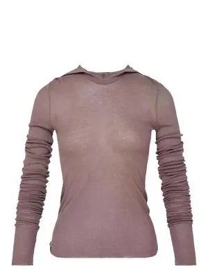 Rick Owens Hooded Ribbed T-shirt - Purple