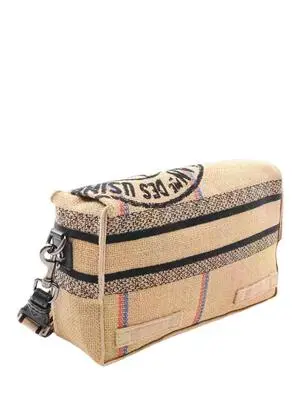 Dior Jute Logo Print Shoulder Bag - Neutrals