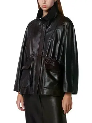 Nour Hammour Quai High-neck Leather Jacket - Brown