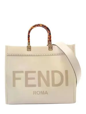Fendi Leather Tote Bag - Neutrals