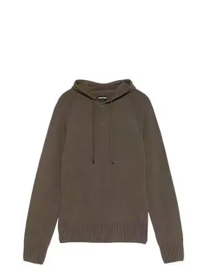 TOM FORD Raglan Sleeve Knitted Hoodie - Brown