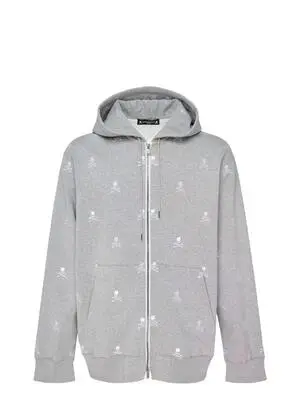 MASTERMIND WORLD Skull Print Zip-up Hoodie - Grey