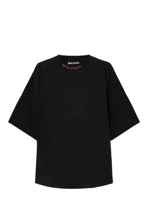 Palm Angels Logo-print Drop-shoulder T-shirt - Black