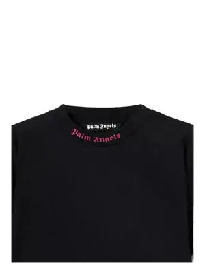 Palm Angels Logo-print Drop-shoulder T-shirt - Black