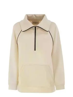 Max Mara Half-zip Contrast-piping Sweatshirt - Neutrals
