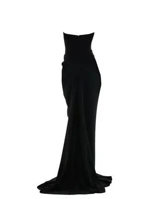 RHEA COSTA Strapless Draped Gown - Black
