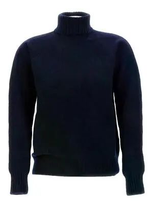 DRUMOHR Wool Flat-knit Turtleneck Sweater - Blue