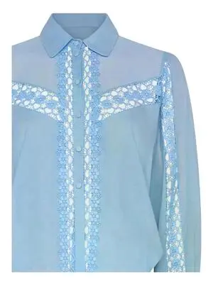 Charo Ruiz Ibiza Devi Lace-panel Blouse - Blue