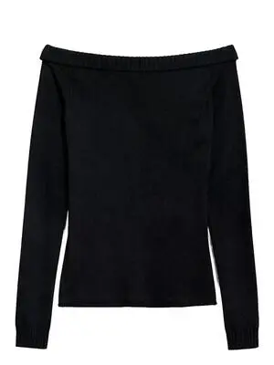 IRO PARIS Off-the-shoulder Ribbed Trim Sweater - Black