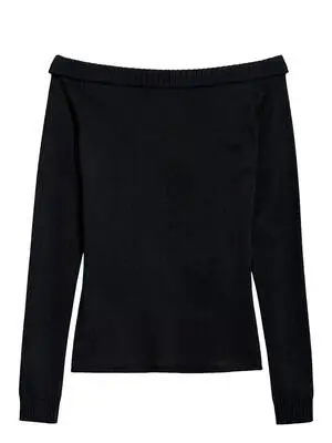 IRO PARIS Off-the-shoulder Ribbed Trim Sweater - Black
