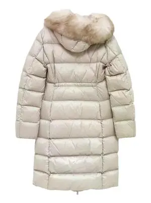 Moncler Quilted Down Coat With Fur-trimmed Hood - Neutrals