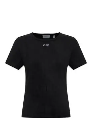 Off-White Off-White Ribbed Knit Logo T-Shirt Black