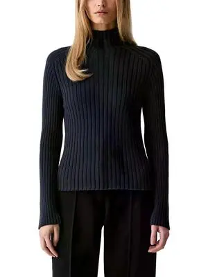 Marc O'polo Ribbed Knit High Neck Sweater - Blue