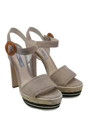 Prada Buckled Ankle Strap Platform Sandals - Neutrals