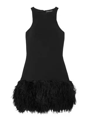 DAVID KOMA David Koma Feather-Trimmed Sleeveless Round Neck Dress